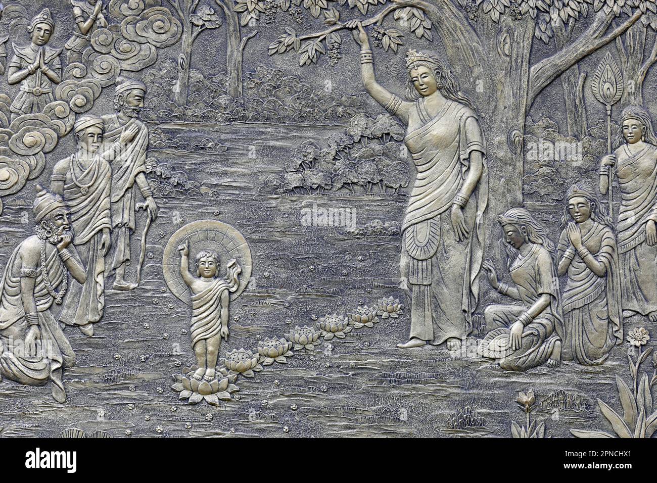 Tinh Xa Ngoc Chau pagoda. Life of Buddha, Siddhartha Gautama. The birth ...