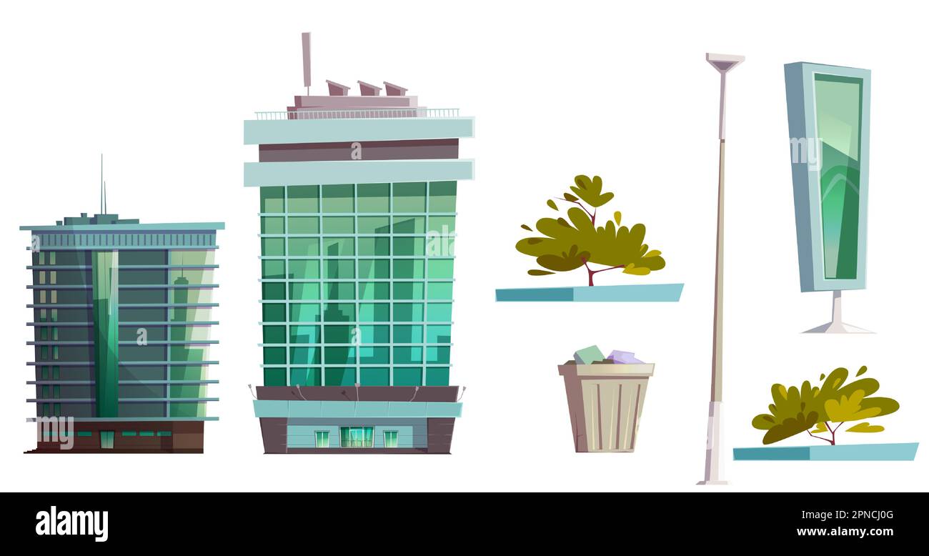 Skyscraper buildings set, modern house architecture and urban ...