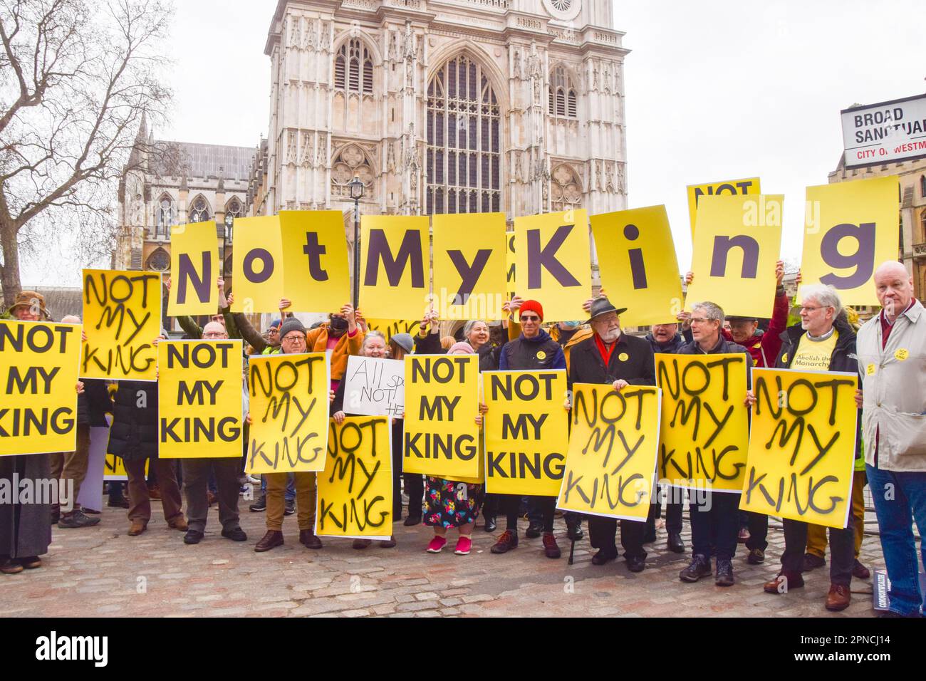 London, UK. 13th March 2023. Anti-monarchy protesters gathered with Not ...