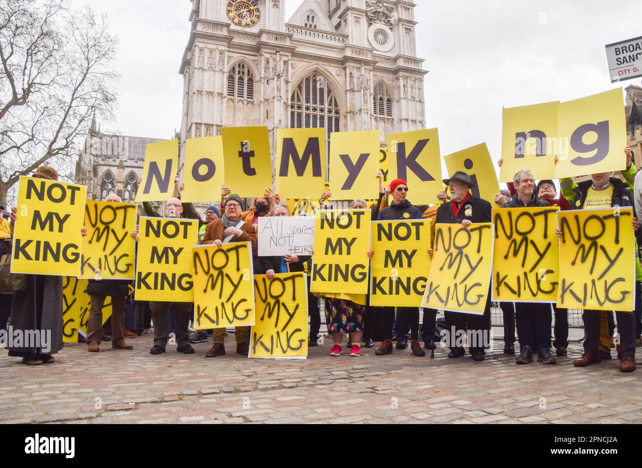 London, UK. 13th March 2023. Anti-monarchy protesters gathered with Not ...