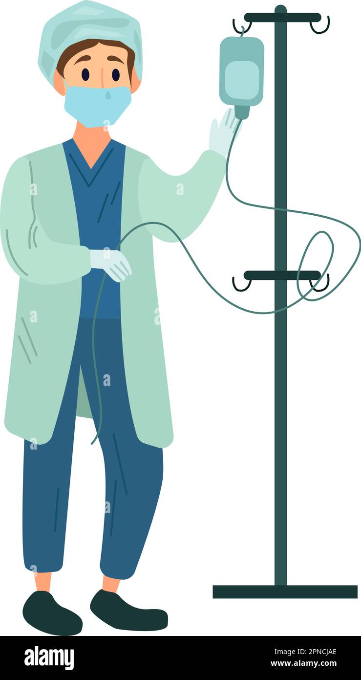 Nurse with medical dropper illustration in color cartoon style ...