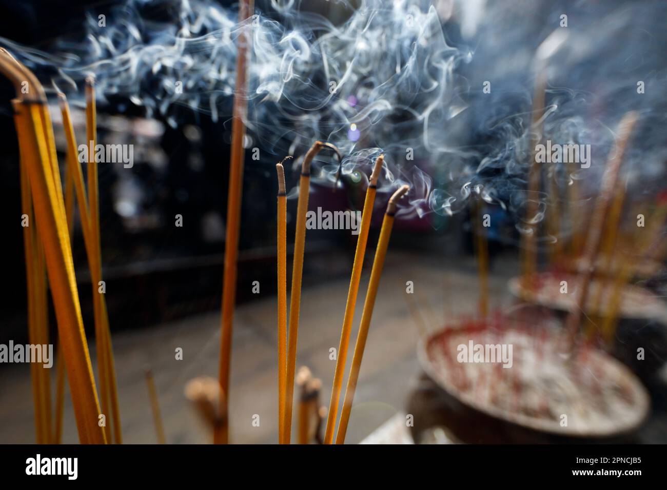 The Thien Hau Temple the most famous taoist temple in Cholon. Incense ...