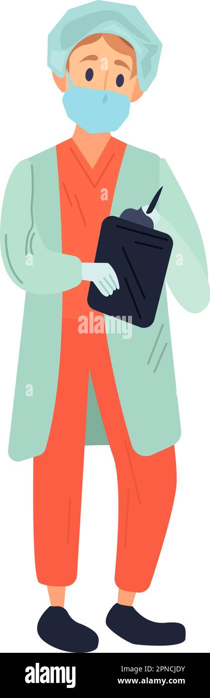 Nurse with folder illustration in color cartoon style. Editable vector ...