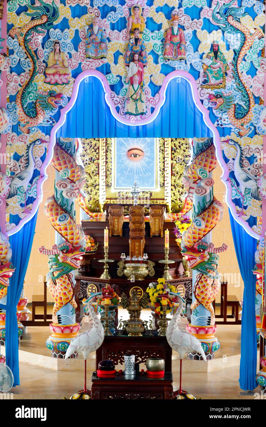 Cao Dai temple. Cao Dai is a monotheistic syncretic new religious ...
