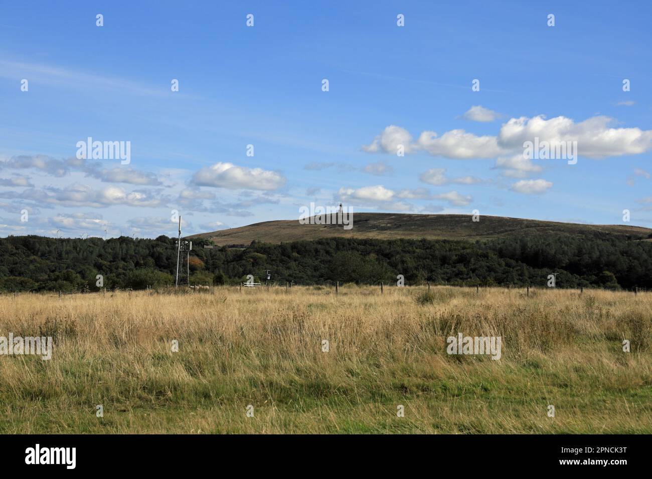 Darwen Tower and Darwen Hill viewed from Wheelton Moor on an autumn day ...