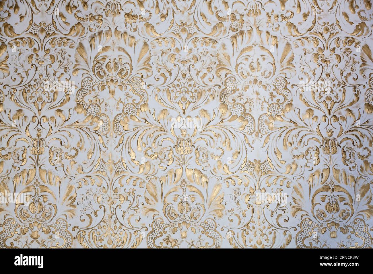 Background with various patterns of white and golden color for design ...