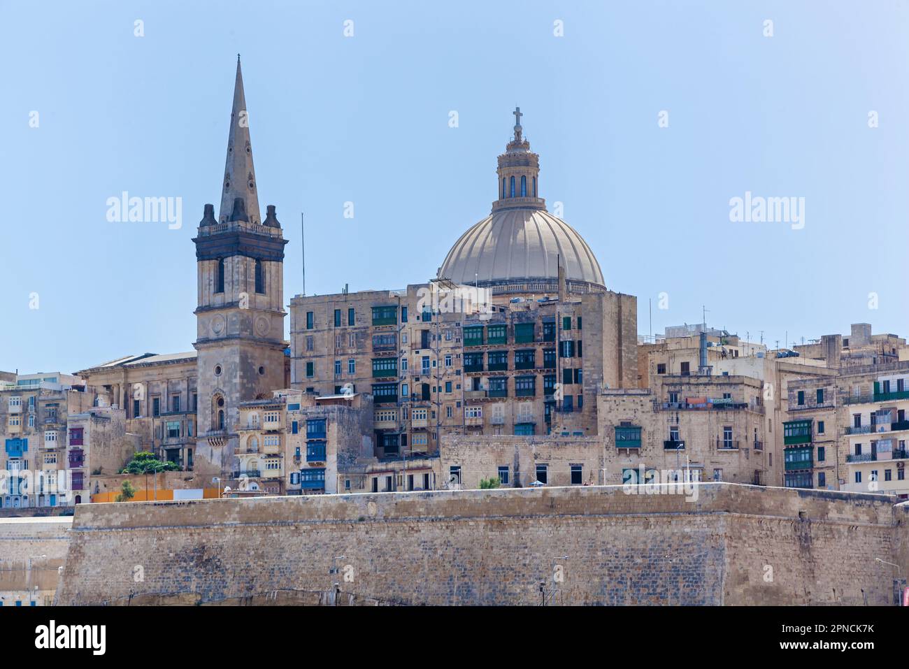 Beautiful architecture of the island of Malta, a view from the sea of ...