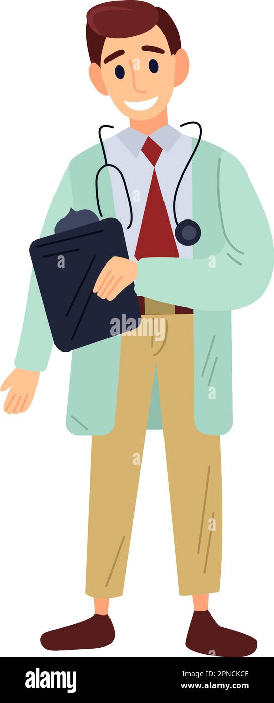 Smiling doctor illustration in color cartoon style. Editable vector ...