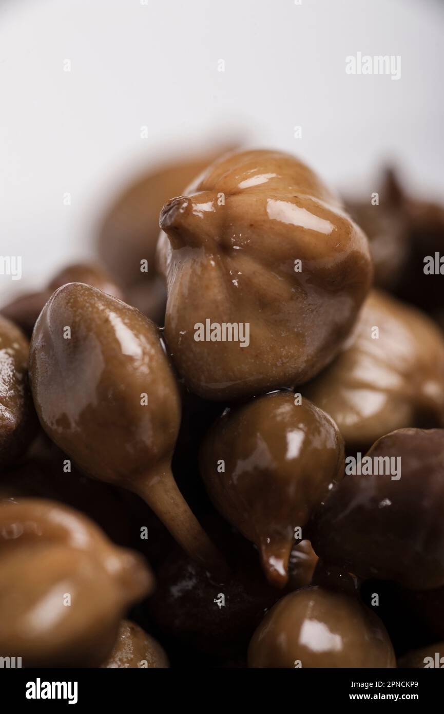 Sicilian capers in oil in a small white bowl, Sicily, Italy Stock Photo ...