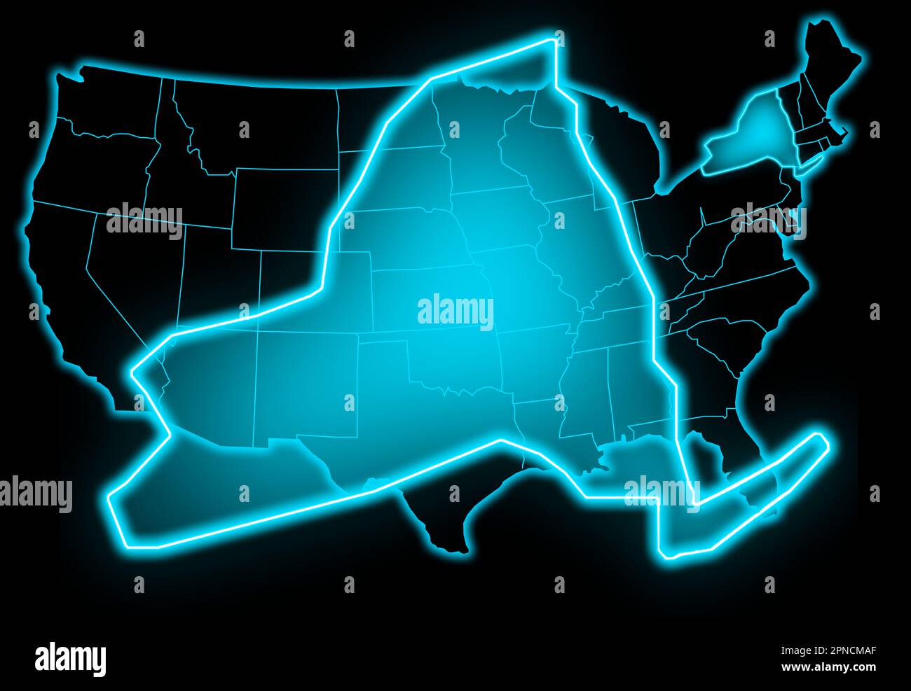 new york blue glow map futuristic Stock Photo - Alamy
