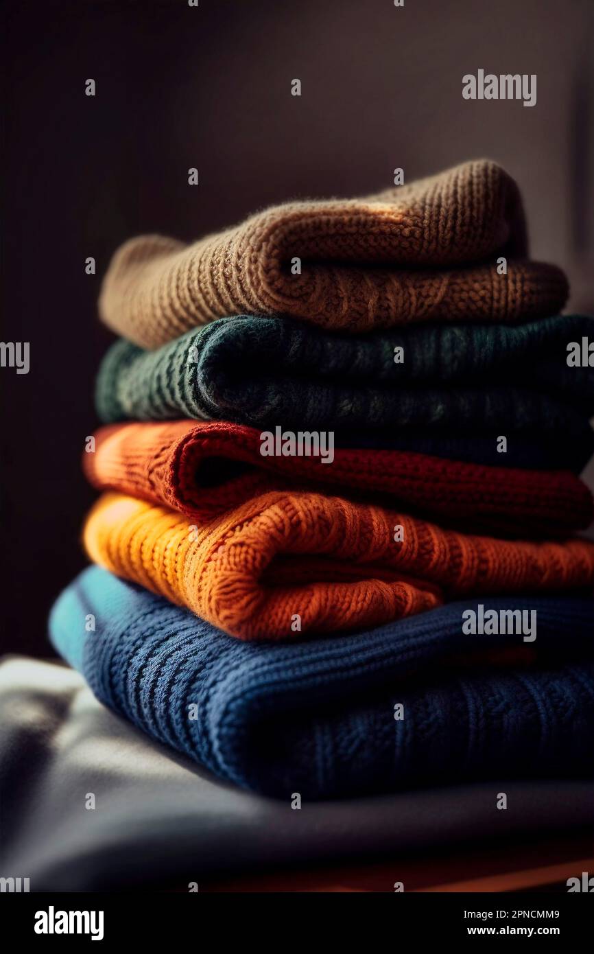 A stack of clothes. Clothes Donation, Renewable Concept. Preparing ...