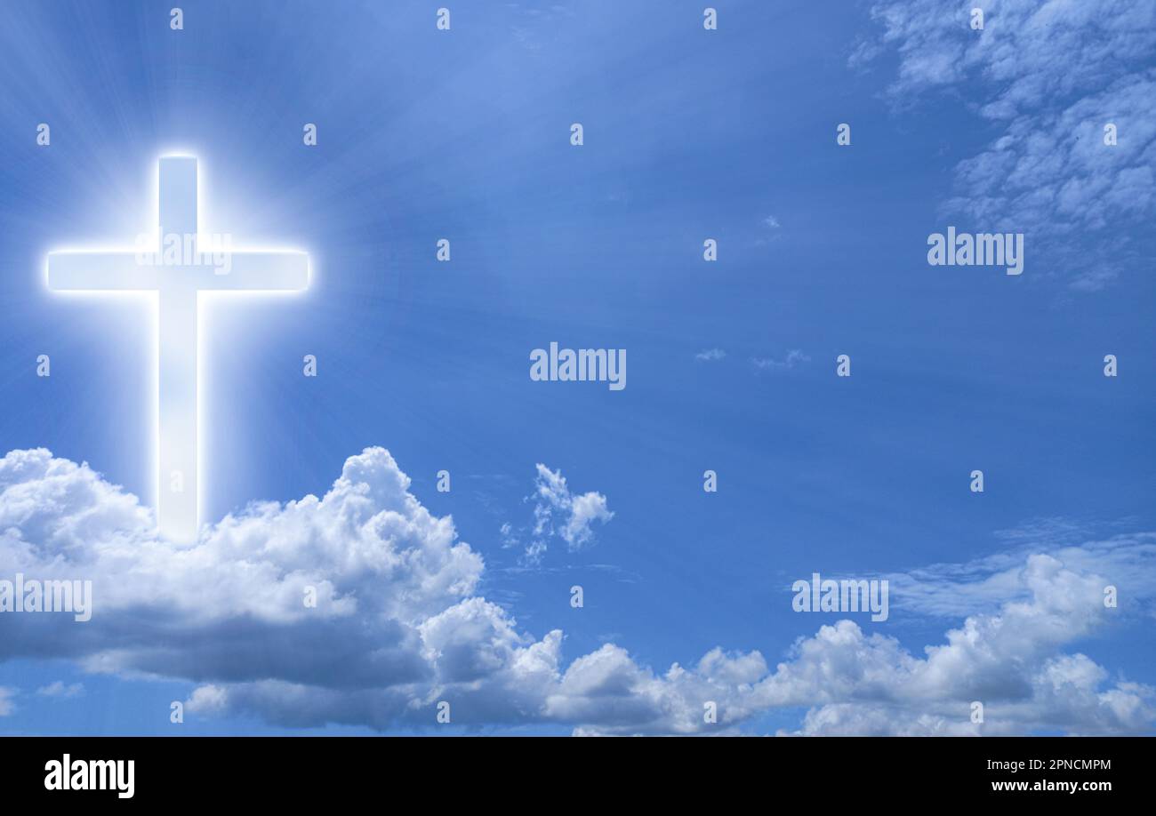 Cross in the sky with rays of light. Conceptual image Stock Photo - Alamy