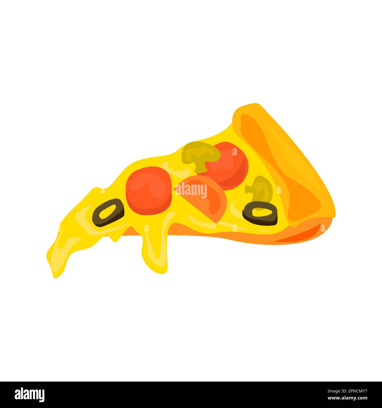 Pizza slice illustration in color cartoon style. Editable vector ...