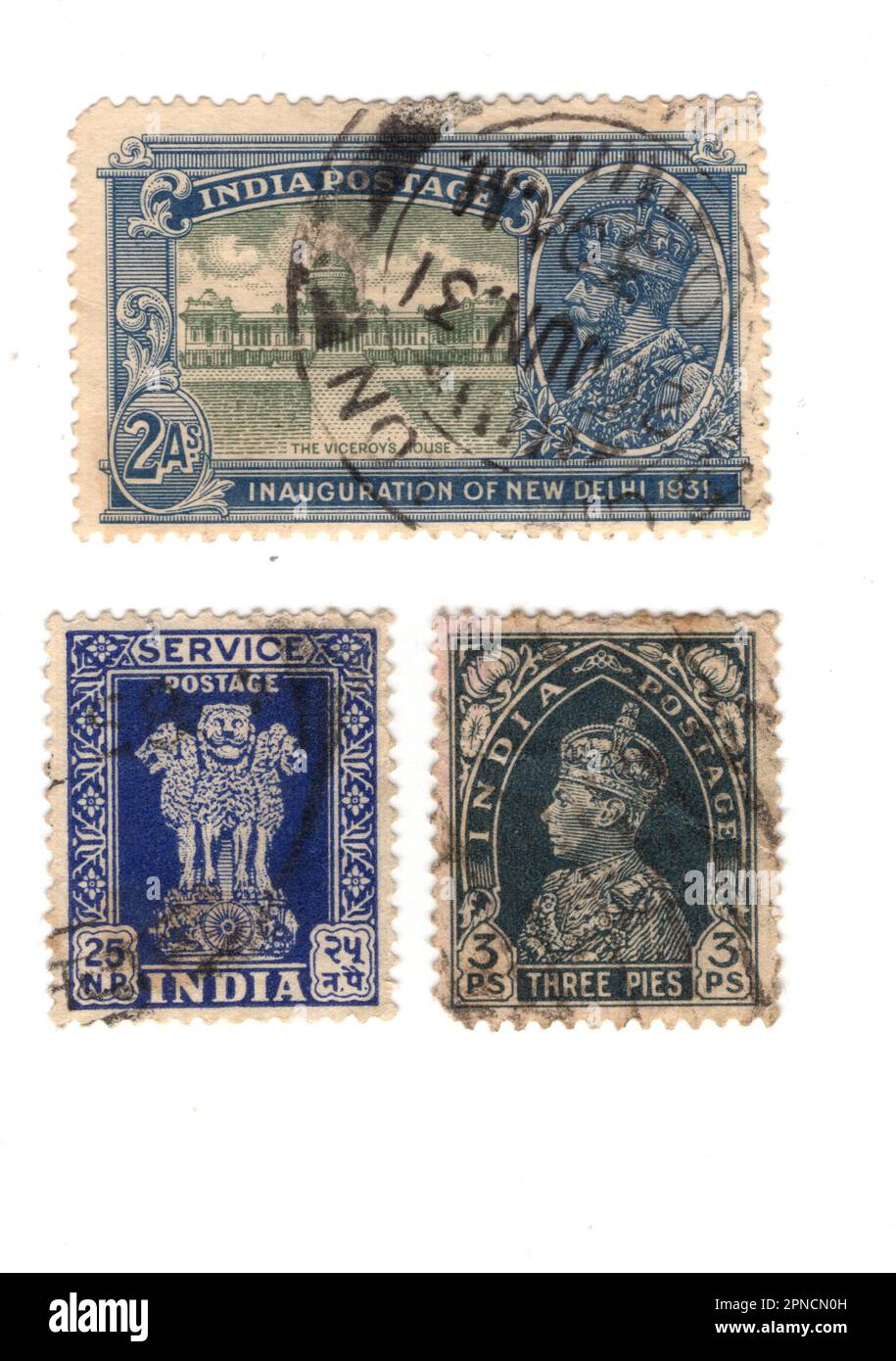 Vintage postage stamps from India isolated on a white background Stock ...
