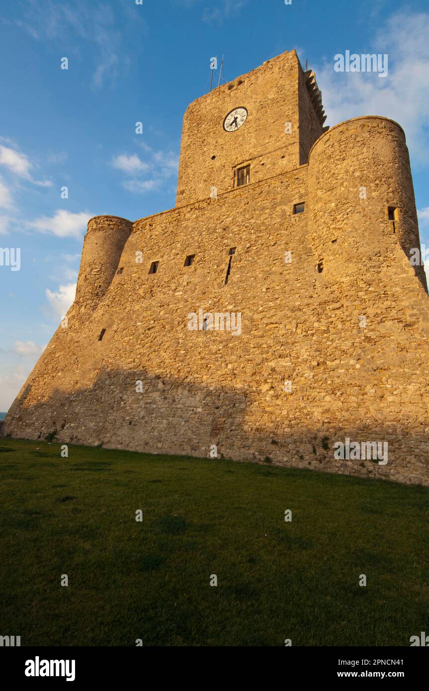 The city of Termoli with the medieval village enclosed within walls ...