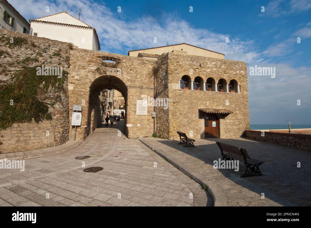 The city of Termoli with the medieval village enclosed within walls ...