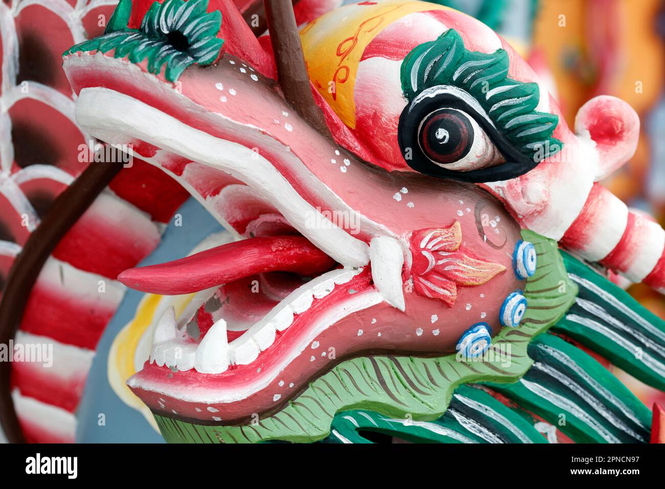 Cao Dai temple. Ornate dragon column. Tan Chau. Vietnam Stock Photo - Alamy