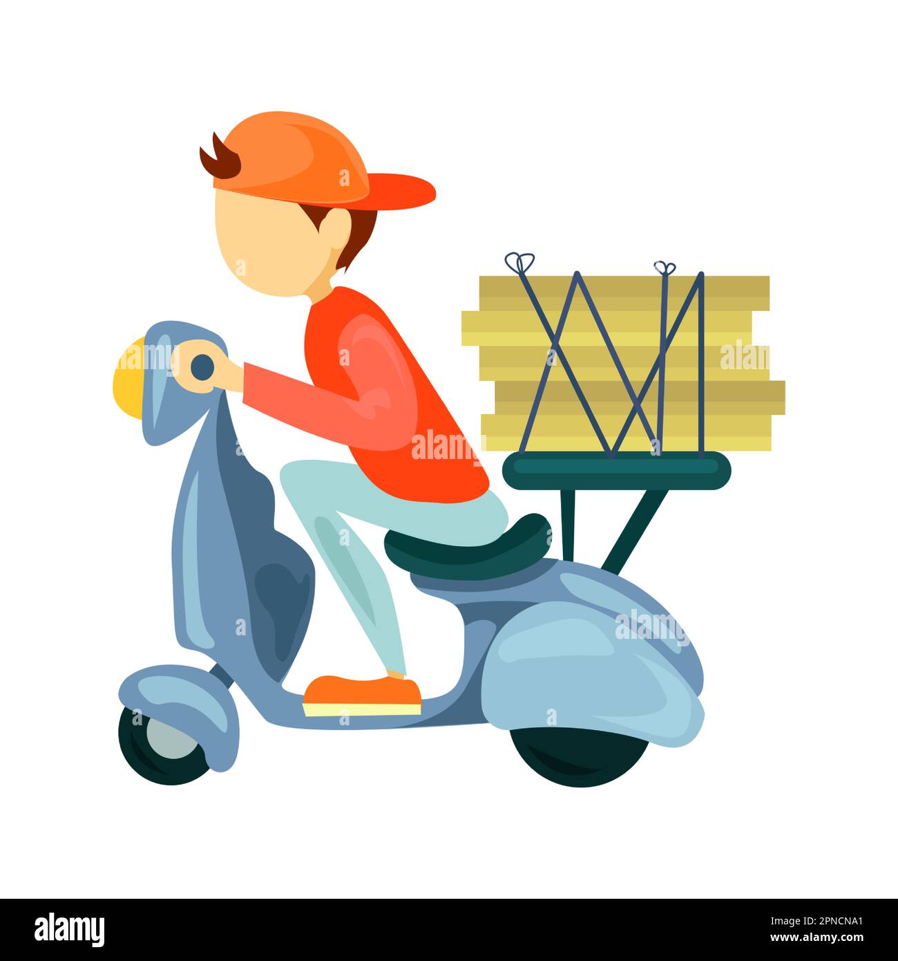 Pizza delivery illustration in color cartoon style. Editable vector ...