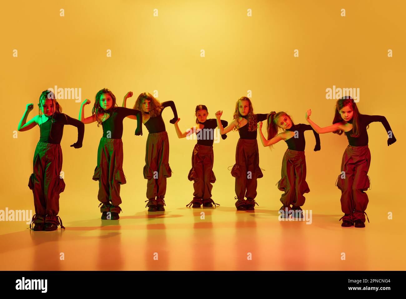 Group of talented kids, autistic children in stylish clothes dancing ...