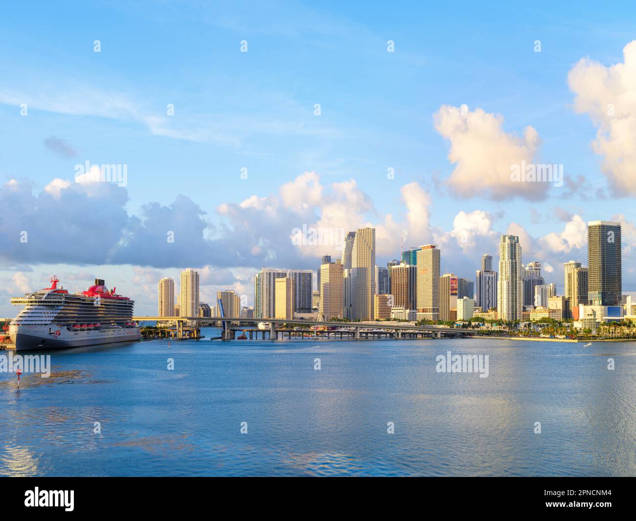Skyline Panoramic of Miami Downtown at Sunrise, Morning, illuminated ...