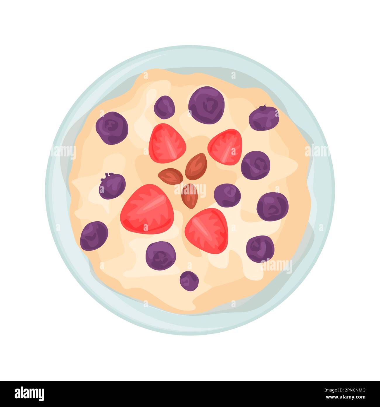 Oatmeal with berries illustration in color cartoon style. Editable ...