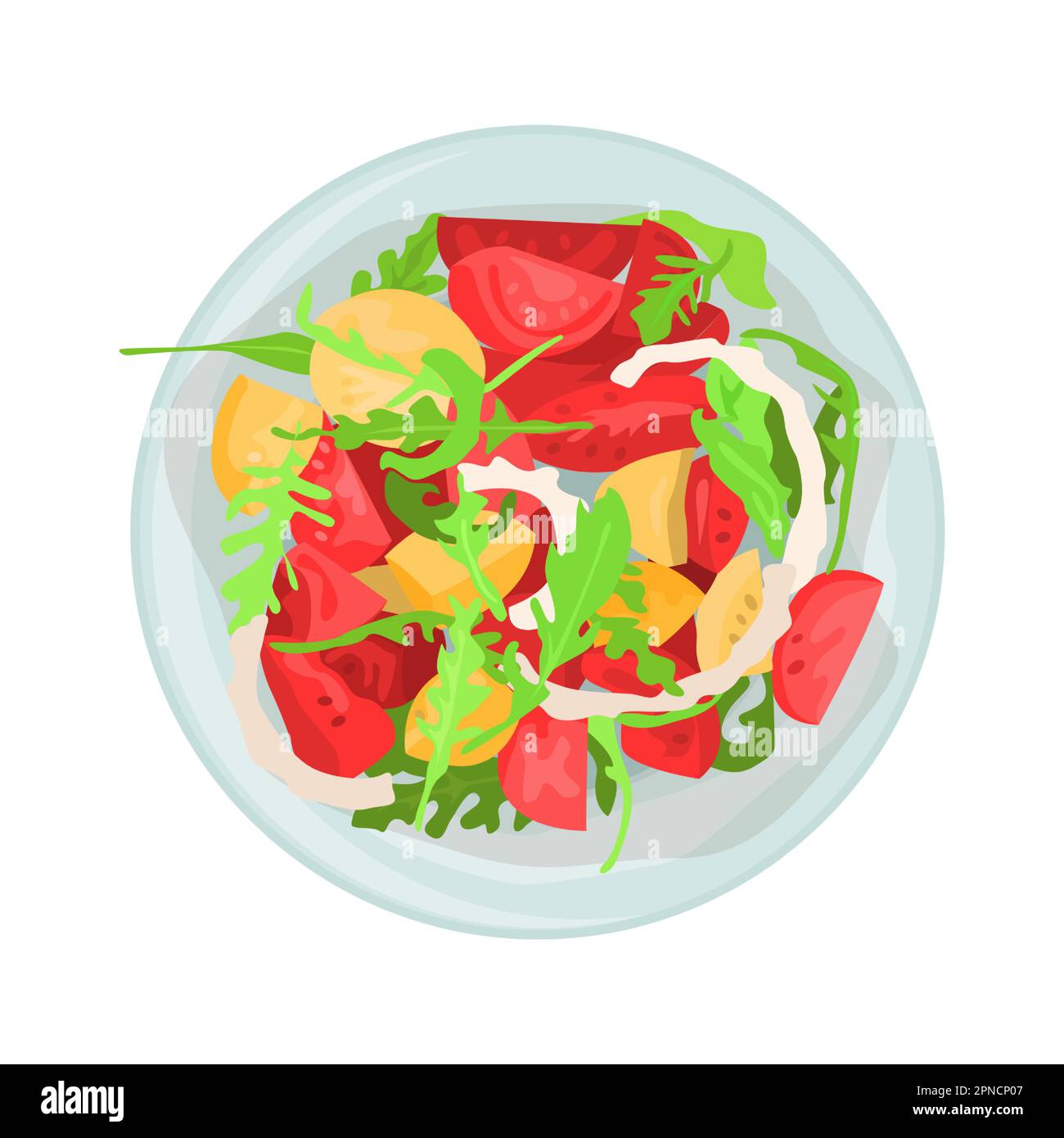 Vegetable salad illustration in color cartoon style. Editable vector ...