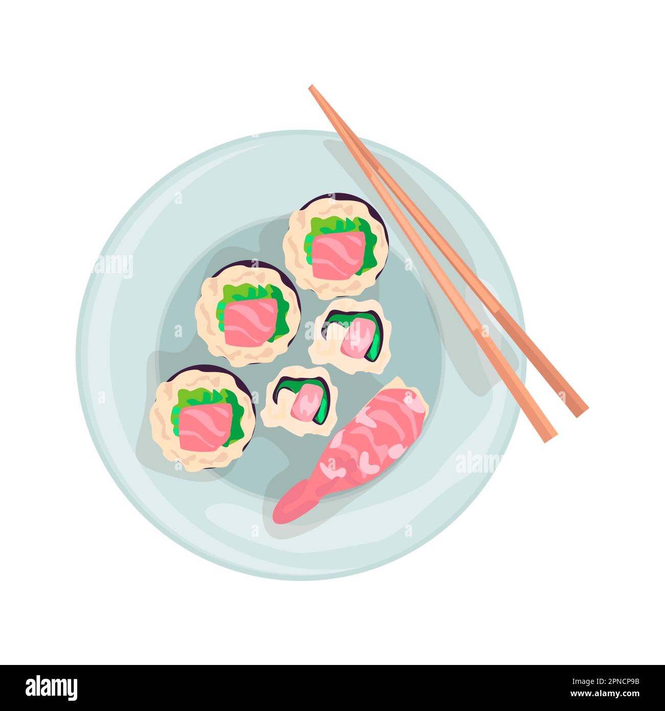 Sushi illustration in color cartoon style. Editable vector graphic ...