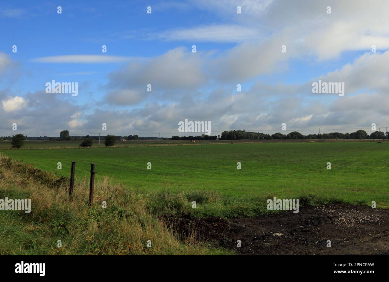 Fields viewed from the towpath of the Leeds and Liverpool Canal Rufford ...