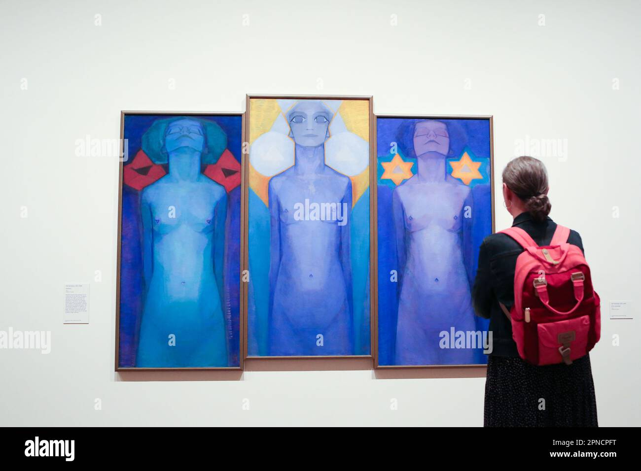 London, UK. April 18, 2023. ‘Evolution’ 1911 - oil of canvas by Piet Mondrian on display at the ...