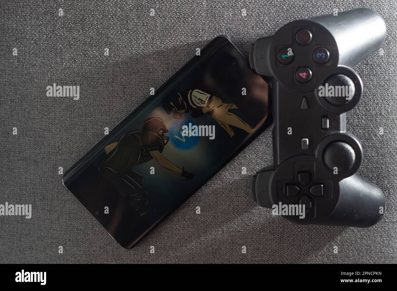 Gamer work space concept. gaming set up. top view of a gaming gear ...