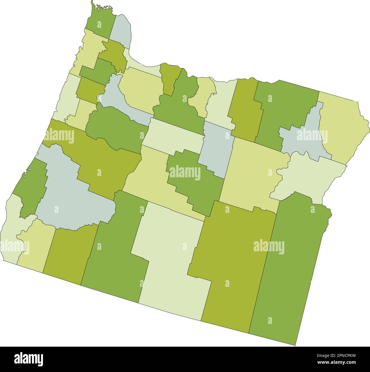 Highly detailed editable political map with separated layers. Oregon ...