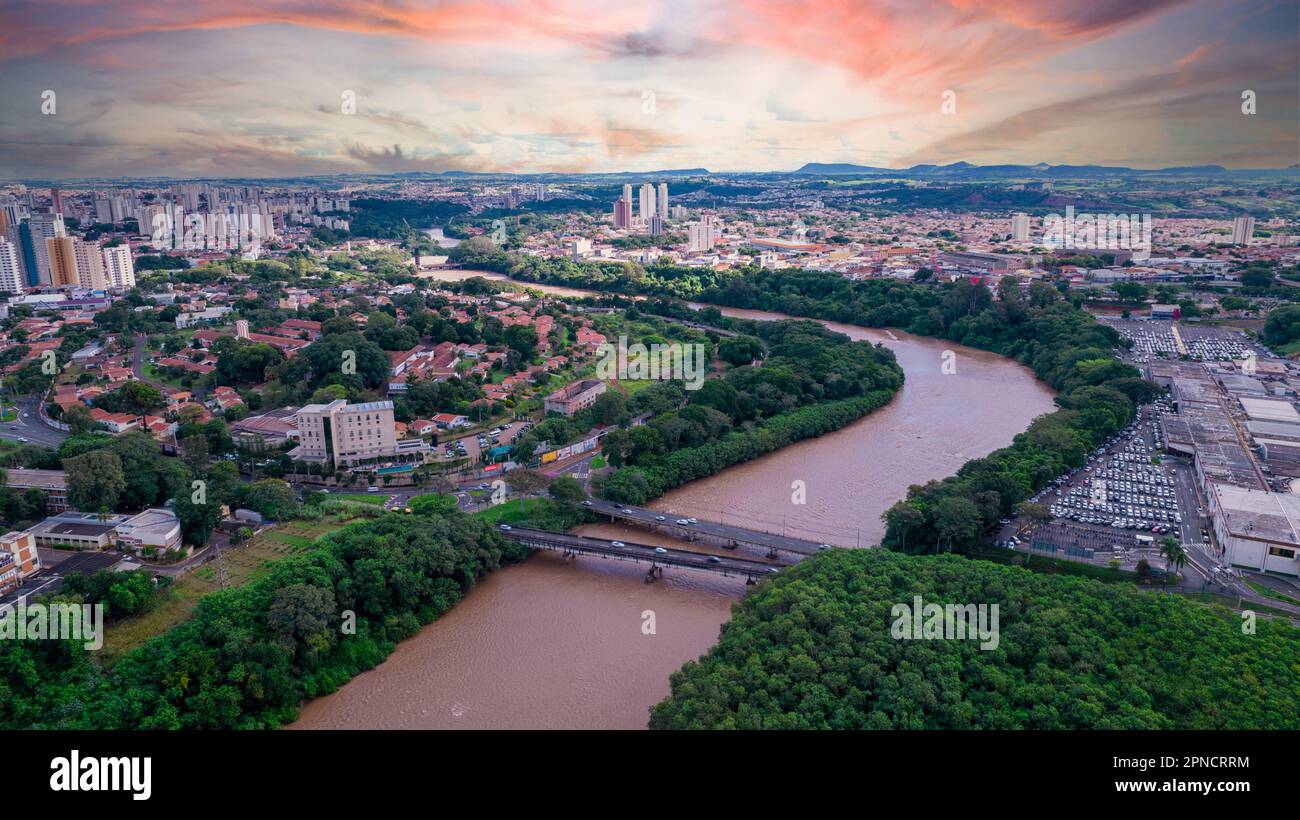 Aerial view of the city of Piracicaba, in Sao Paulo, Brazil. Piracicaba ...