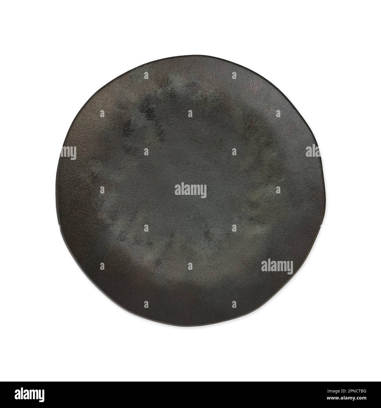 Black rustic ceramic plate isolated over white background Stock Photo ...
