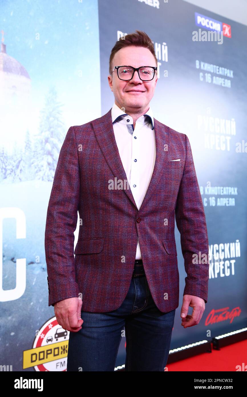 Moscow. Musician and composer Sergei Voitenko at the premiere of the film 'Russian Cross' in the ...