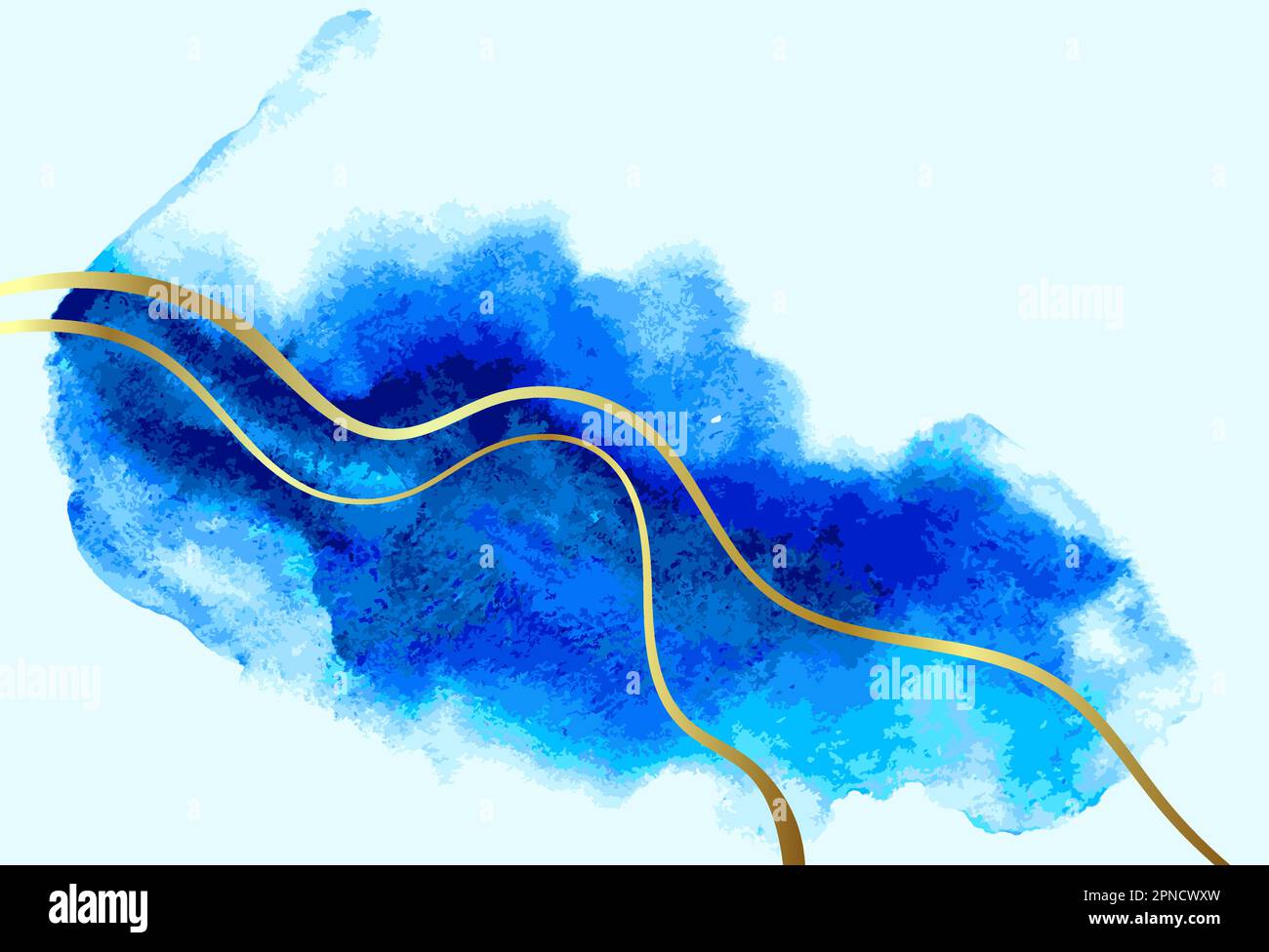 Blue gold wave artwork Stock Vector Images - Alamy