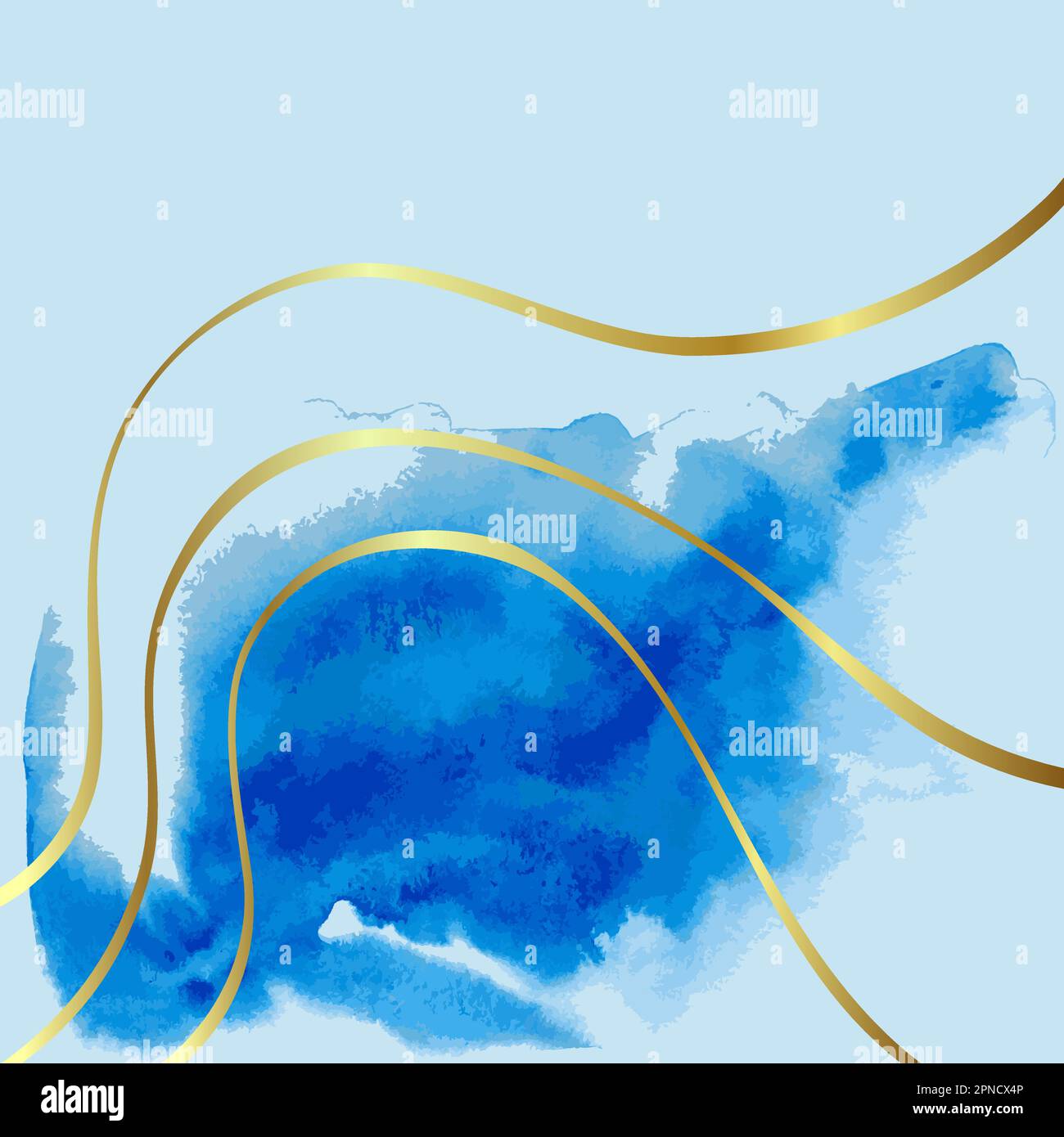 Blue and Gold Wave Artwork Watercolor Vector Template Stock Vector ...