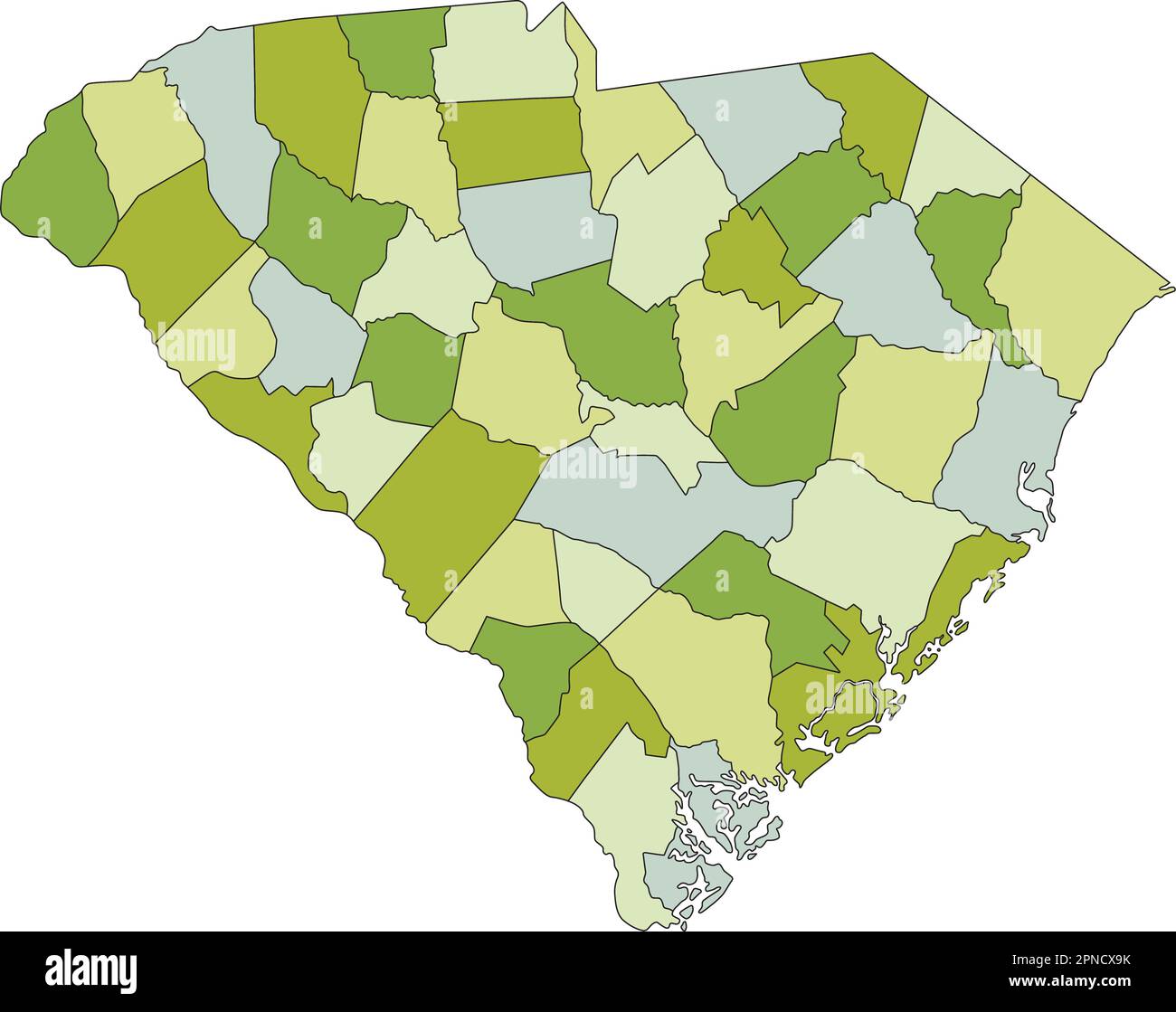 Highly detailed editable political map with separated layers. South ...