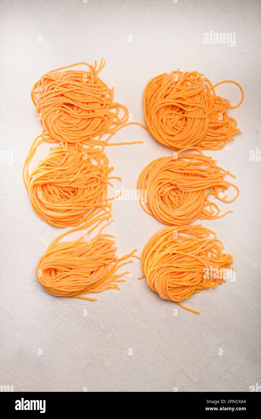 Spaghetti alla chitarra, made with fresh pasta. Italy, Europe Stock ...