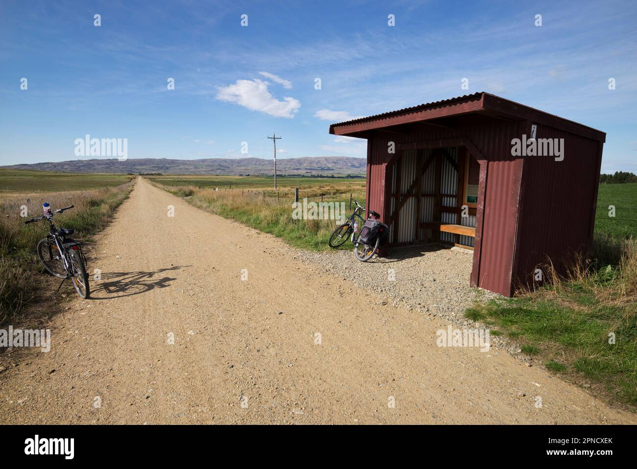 An old station building on the Otago rail trail, South Island, New ...