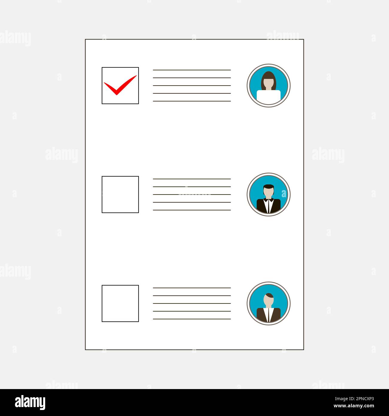 Standard ballot with avatars and cells for selection. Impersonal ...