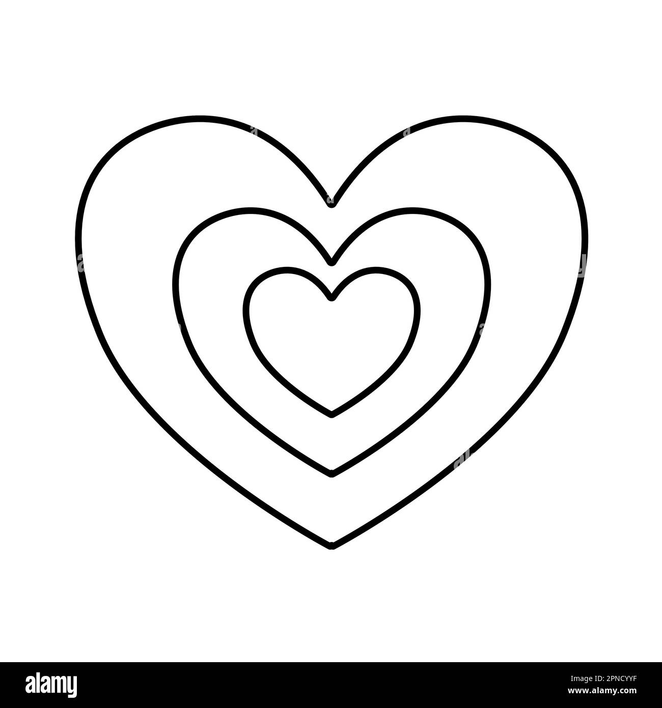 Vector flat groovy outline heart isolated on white background Stock ...