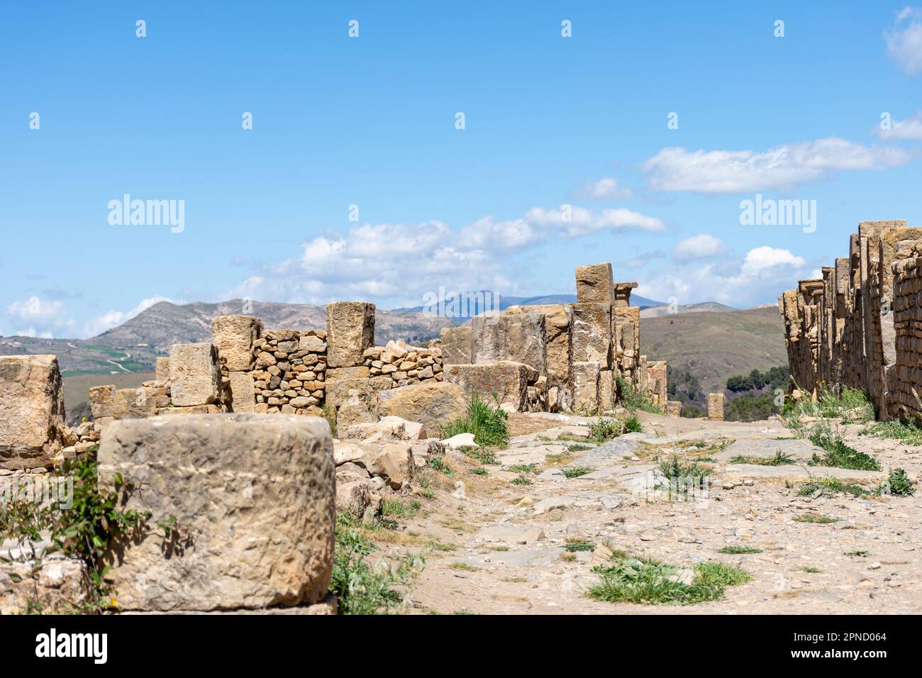 Roman ruins in the ancient city of Cuicul-Djemila. UNESCO world ...