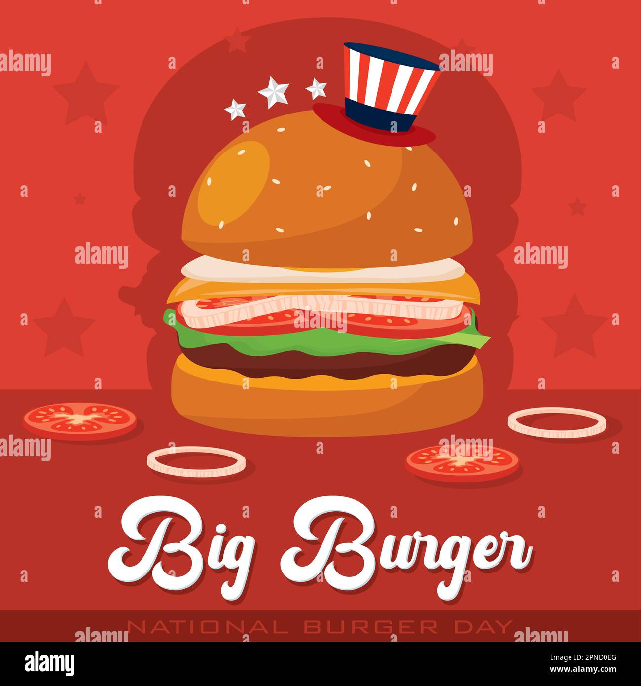 Isolated cartoonish hamburger Colored burger day template Vector Stock ...