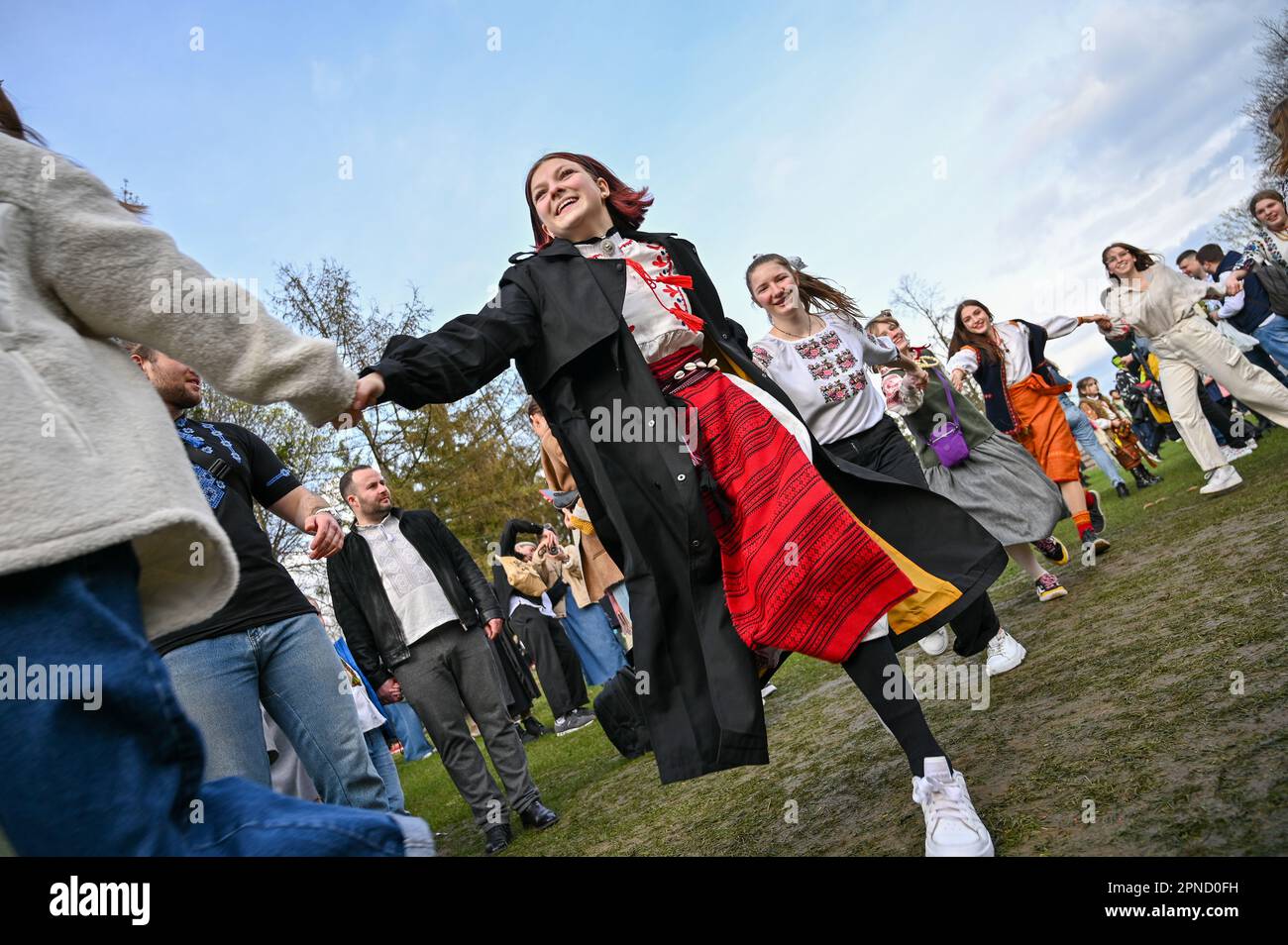 LVIV, UKRAINE - APRIL 16, 2023 - People dance during the Easter ...
