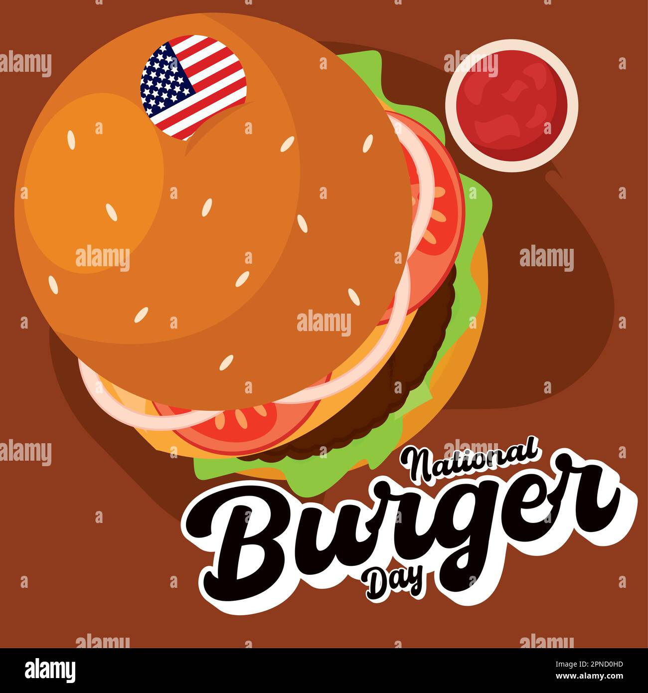 Isolated cartoonish hamburger Colored burger day template Vector Stock ...
