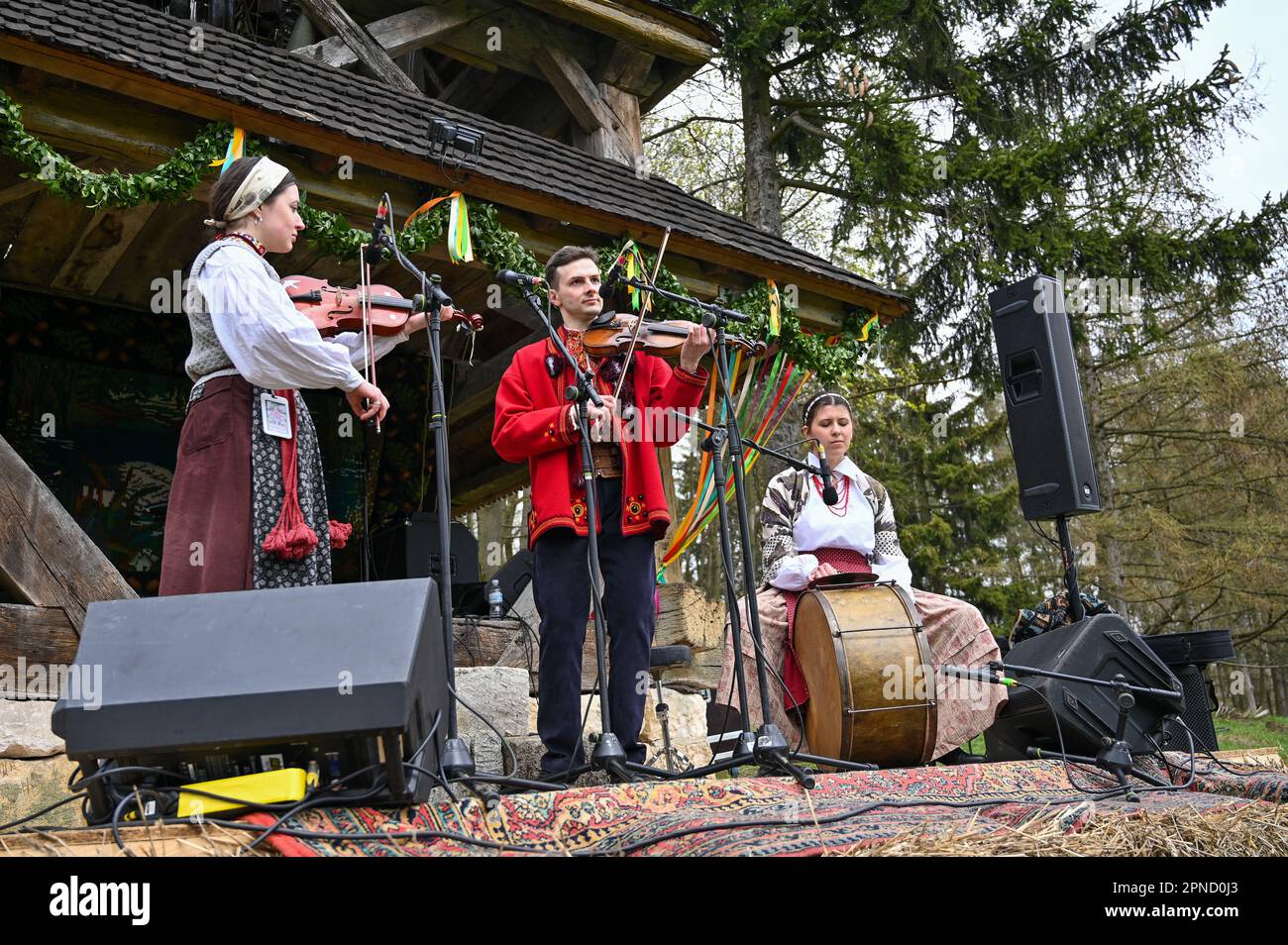 LVIV, UKRAINE - APRIL 16, 2023 - Musicians play during the Easter ...