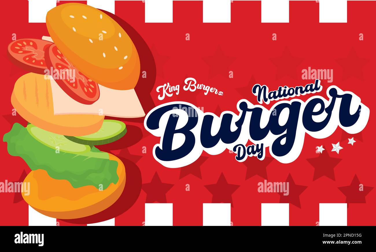 Isolated cartoonish hamburger Colored burger day template Vector Stock ...