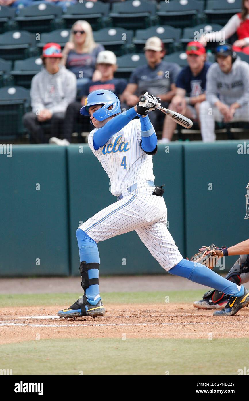 Kyle Karros (4) of the UCLA Bruins bats during an NCAA baseball game ...