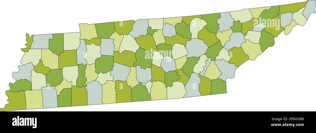 Highly detailed editable political map with separated layers. Tennessee ...