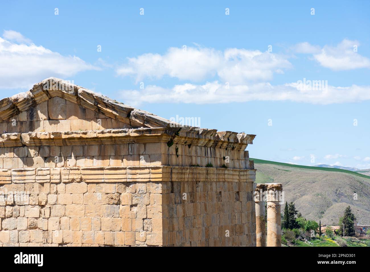 View of (Temple of Gens Septimia) in the ancient city of Cuicul-Djemila ...